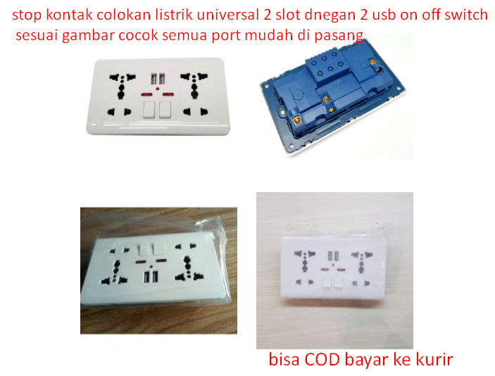 stop kontak colokan listrik universal 2 slot dnegan 2 usb on off switch ...
