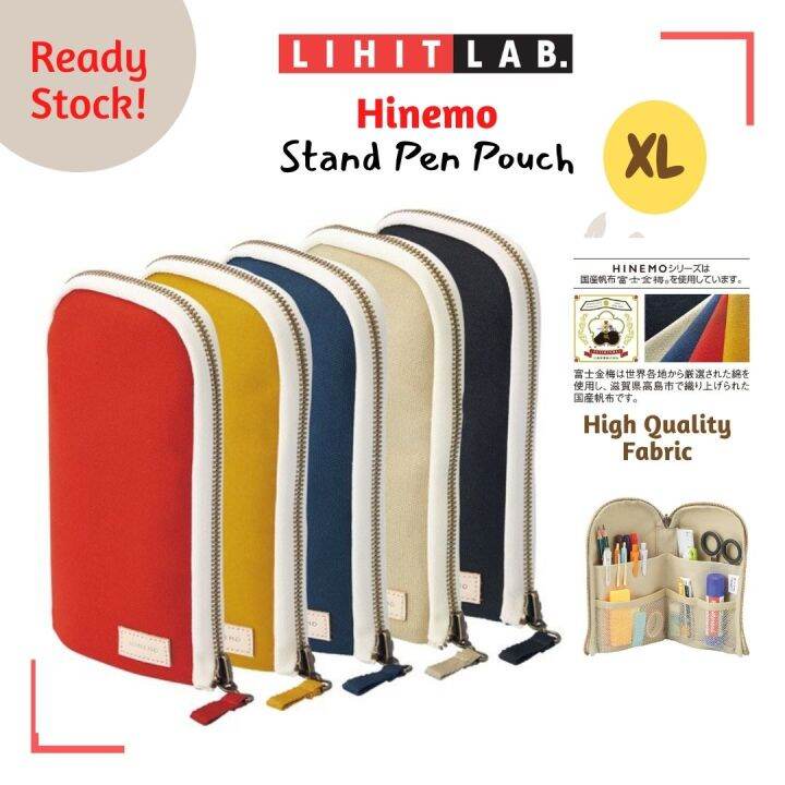LIHIT LAB Hinemo Stand Pen Pencil pouch case, XL Size made with Fuji Kinbai canvas | Lazada