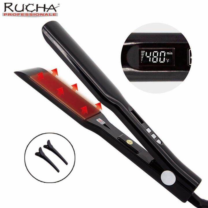 Hair Flat Iron Titanium Hair Straightener Dual Irons 2 Inch Plate Irons ...