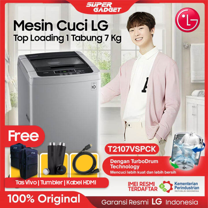 LG Mesin Cuci Mesin Cuci 7Kg Top Loading 1 Tabung T2107VSPCK 7 Kg | Lazada Indonesia