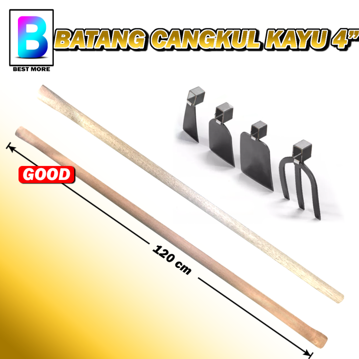 4Ft Round Head Hoe Wood Handle / Batang Cangkul Kayu Solid / Hoe Handle ...