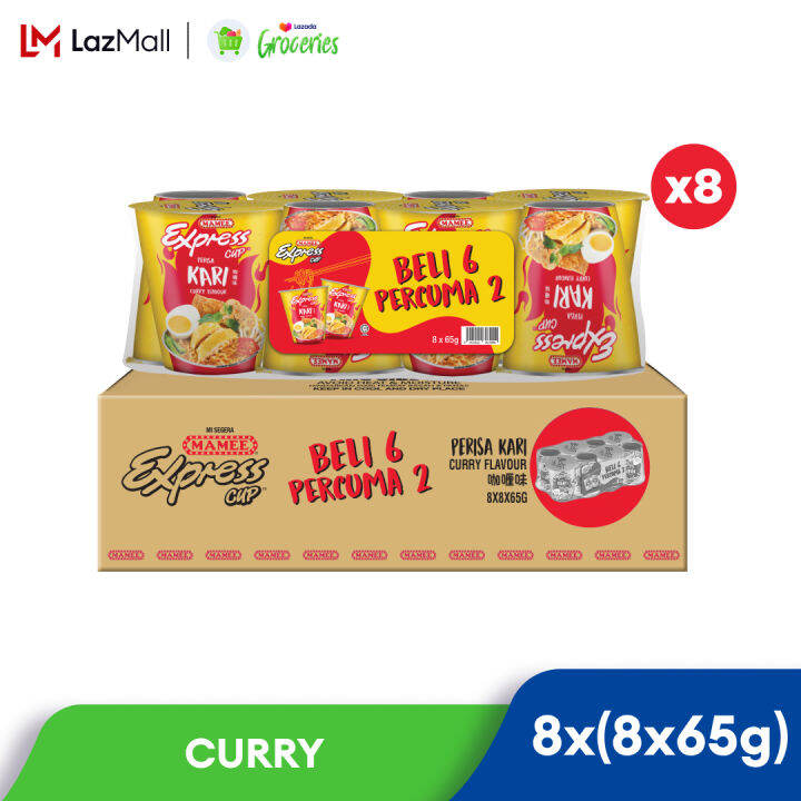[CARTON] Mamee Express Cup (6+2) Curry 8x8x65g | Lazada