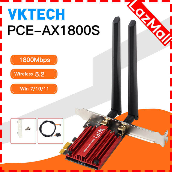 [Vktech] WiFi 6 Bluetooth-Compatible 5.2 PCI-E Adapter PC Dual Band 2.4G+5G Gaming Network Card ...