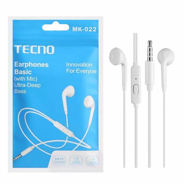 TECNO Universal In-Ear Earphone 3.5mm with Mic Stereo Audio Sound for ...