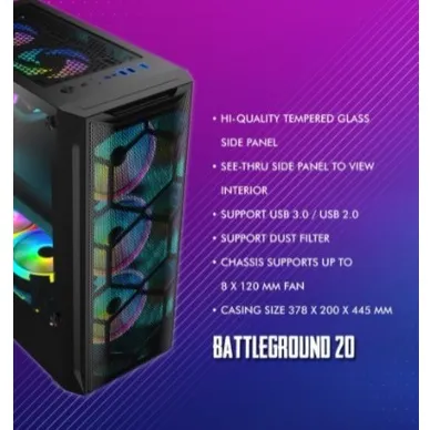 Simbadda BattleGround 20 - Tempered Glass ATX Gaming Case | Lazada ...
