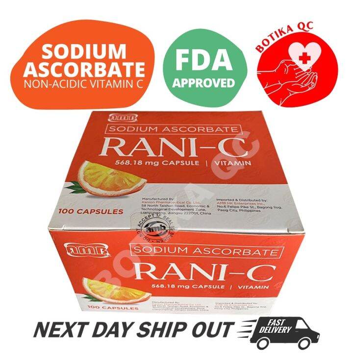 RANI C CEVITA CGEN SODIUM ASCORBATE 100 CAPSULES VITAMIN C (Equivalent ...