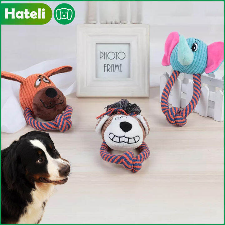 HATELI Funny Plush Rope Toy Dog Chew Toy for Aggressive Chewer Squeak ...
