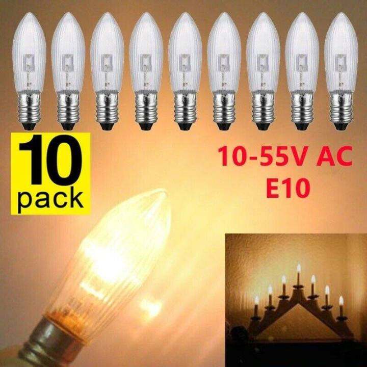 E10 LED replacement bulbs top candle for fairy lights lamp 10V-55V AC ...