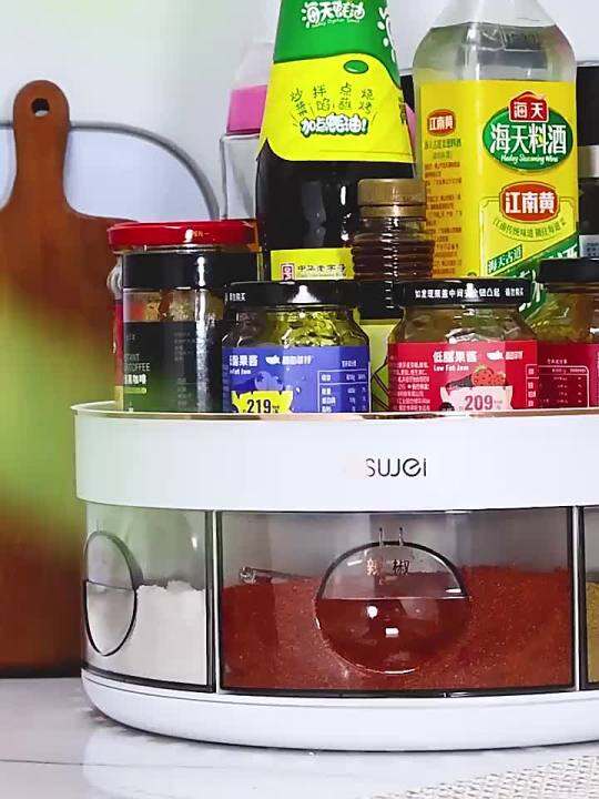 round Seasoning Rotating Rack Kitchen Spice Jar Rotating Storage Tray ...