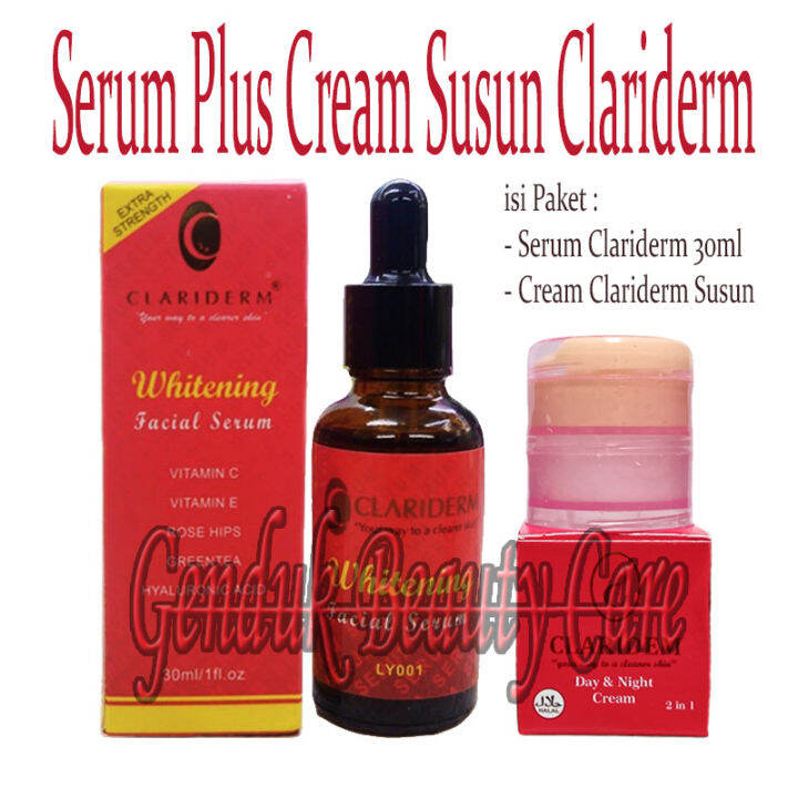 GENDUK GLOWING - PAKET Serum + Cream Susun Siang & Malam Clariderm ...