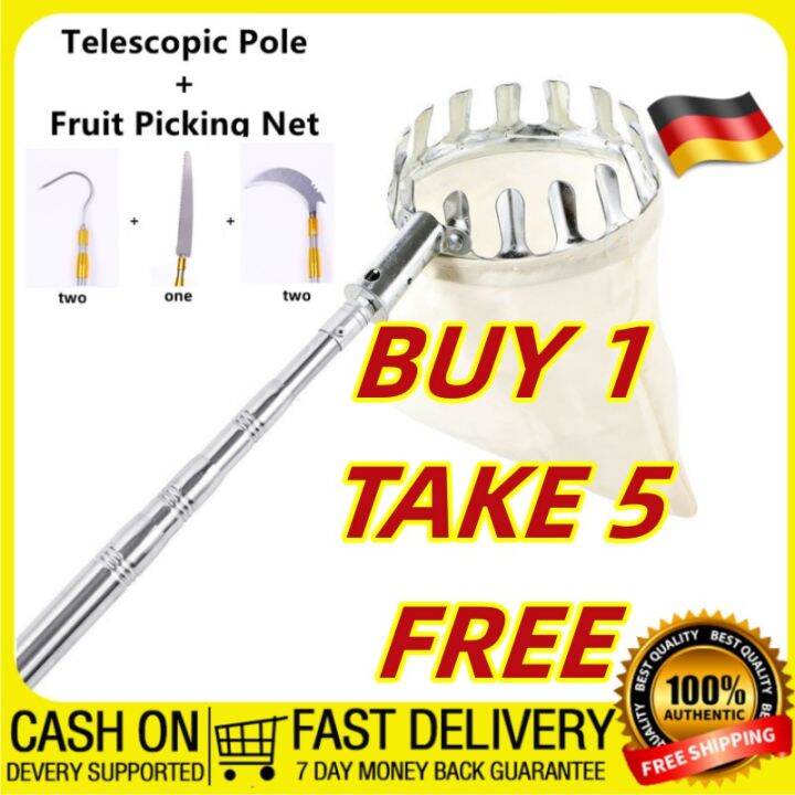 Adjustable Fruit Picker Stainless Steel High-altitude Fruit Picking Rod ...