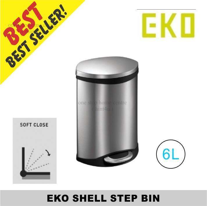 EKO 6L Shell Step DustBin / Dust Bin / Trash Can / Rubbish Bin / Tong Sampah Stainless Steel ...