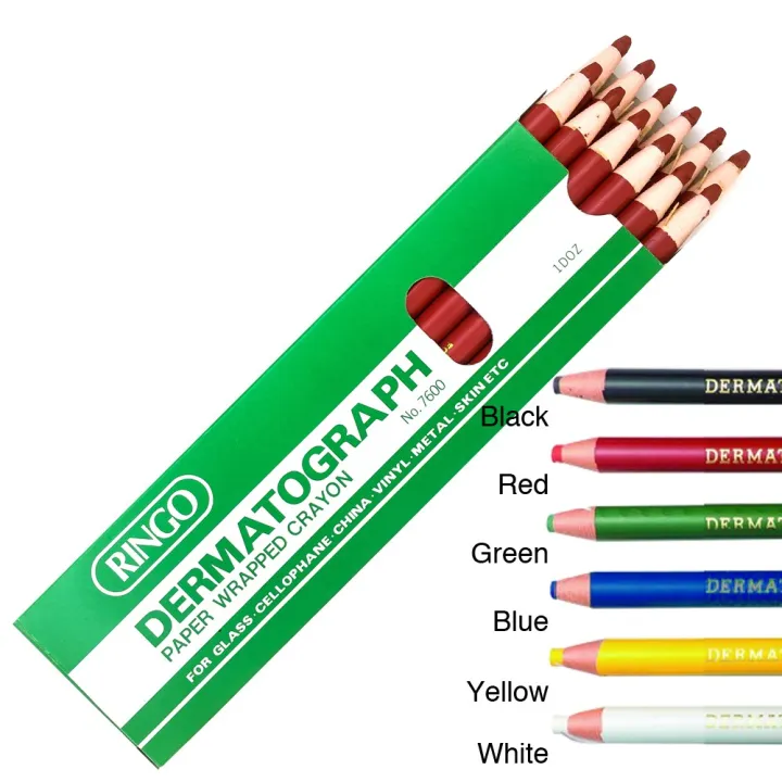 Dermatograph Peel-Off Paper Wrapped Crayon Pencil Marker (Ringo) 12pcs ...