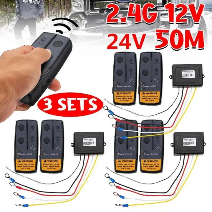3Set 12V 24V 2.4G 50M Universal Car Wireless Winch Crane Remote Control ...