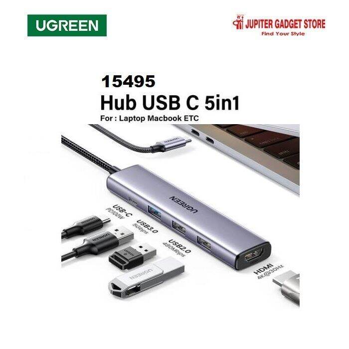 Ugreen 15495 HUB 5in1 USB-C To USB 3.0 5Gpbs HDMI 4K 30Hz PD 100W ... Ugreen 15495 HUB 5in1 USB-C To USB 3.0 5Gpbs HDMI 4K 30Hz PD 100W ...