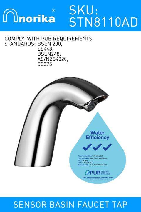 "NORIKA®" Automatic Sensor Basin Faucet Tap AC/ DC | Lazada Singapore