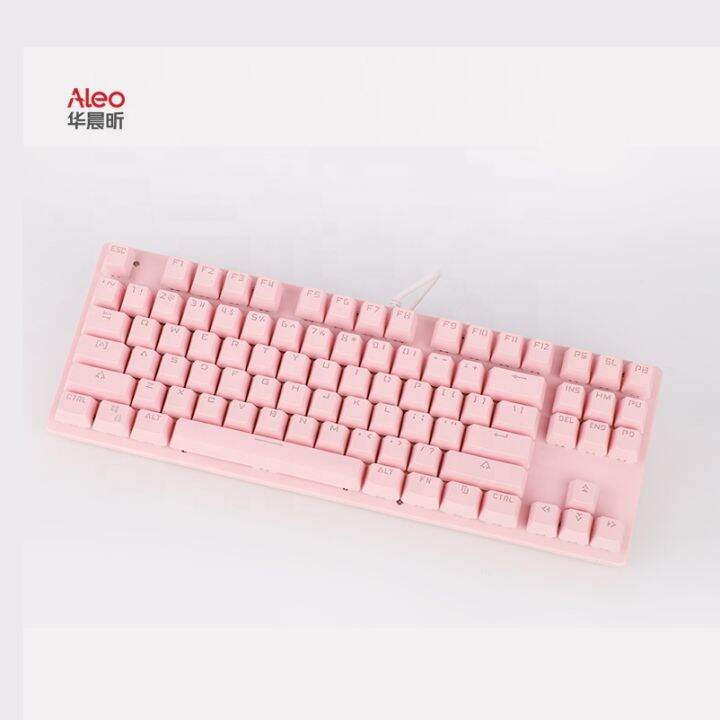 USB 87 Keys Rainbow LED backlight wire Gamer Mechanical Gaming Keyboard ...