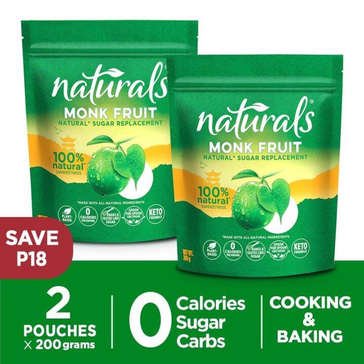 NATURALS MONK FRUIT 2 packs x 200g, 100% Natural Sugar Replacement ...