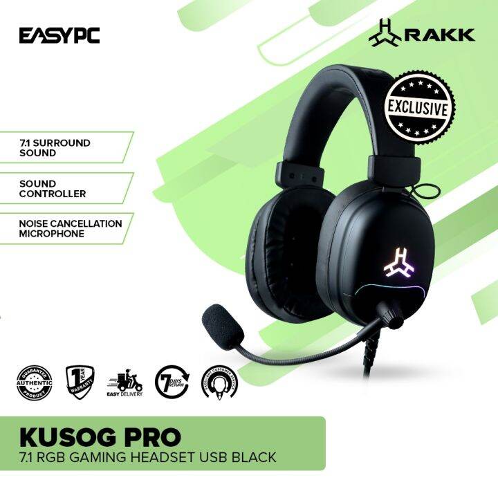 RAKK Kusog Pro 7.1 RGB Gaming Headset USB Black, Brand New gaming ...