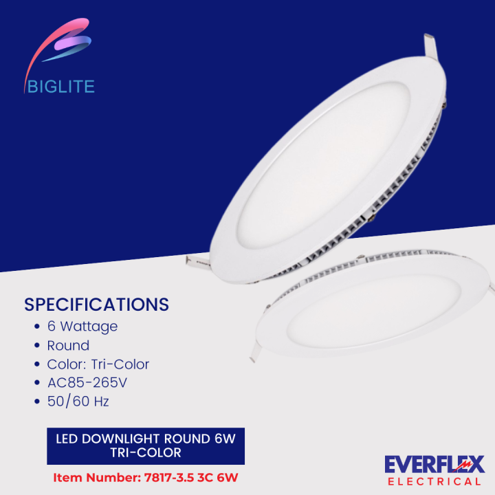 LED DOWNLIGHT 6W TRI-COLOR (ROUND) | Lazada PH