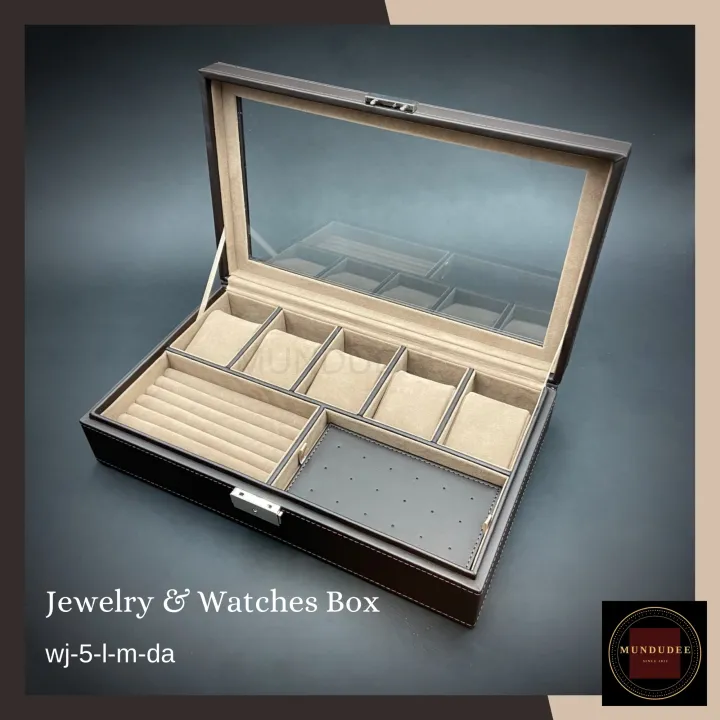 กล่องใส่นาฬิกา 5 เรือน + เครื่องประดับ Watches box and Jewelry box | Lazada.co.th