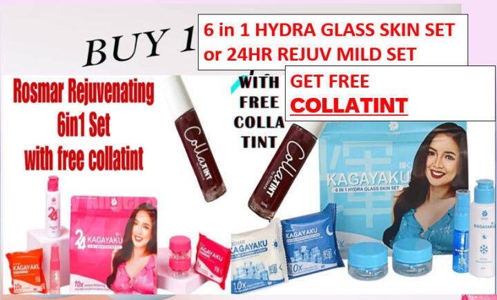 6 in 1 ROSMAR HYDRA or Pink REJUV SET get 1 FREE COLLATINT | Lazada PH