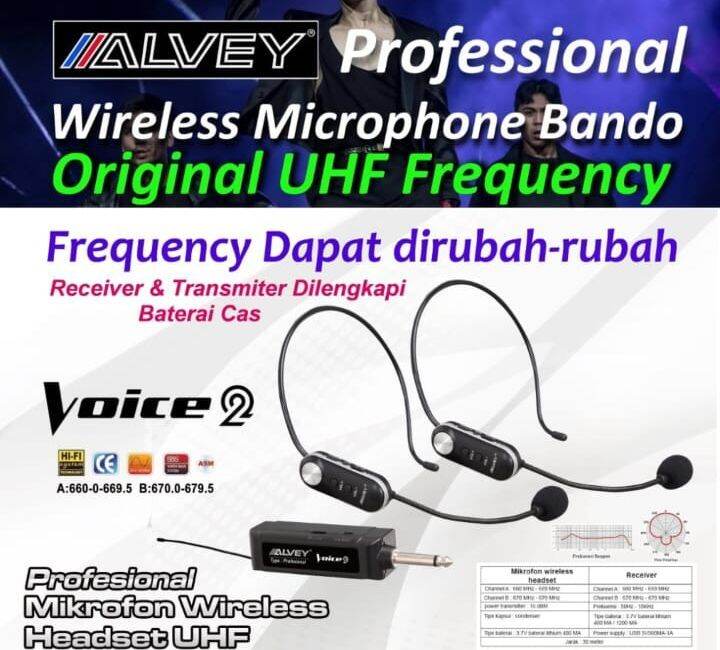 Mic Wireless Bando Headset ALVEY VOICE 2 Mic Imam Masjid Konser Vlog ...