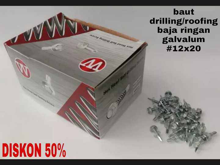 Baut Roofing 12x20 isi 200pcs baut Self Drilling Screw 1kotak 200pcs ...