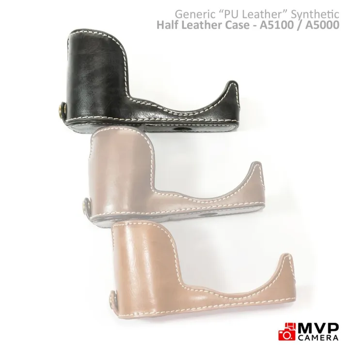 GENERIC PU Half Leather Case Sony A5100 A5000 a5100 a5000 with Battery ...