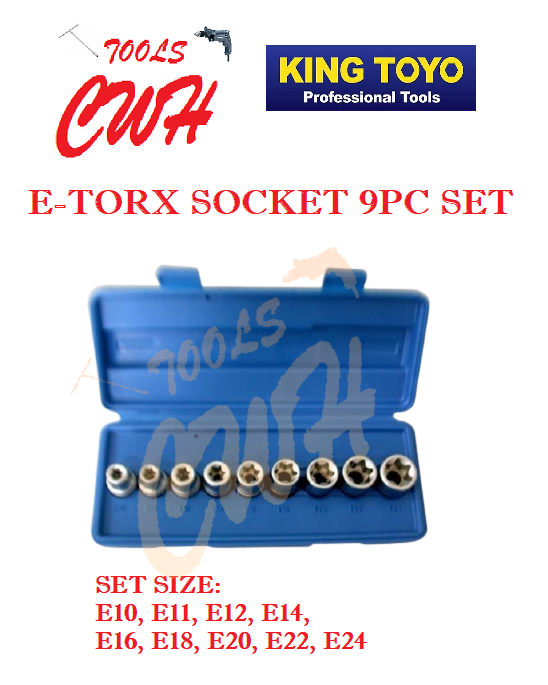 KING TOYO KT-E409 9PC E-TORX SOCKET SET (E10 - E24) | Lazada