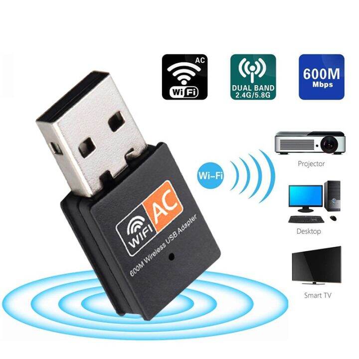 Wireless WiFi Adapter 600Mbps Dual Band 2.4G/5.G USB WiFi Dongle ...
