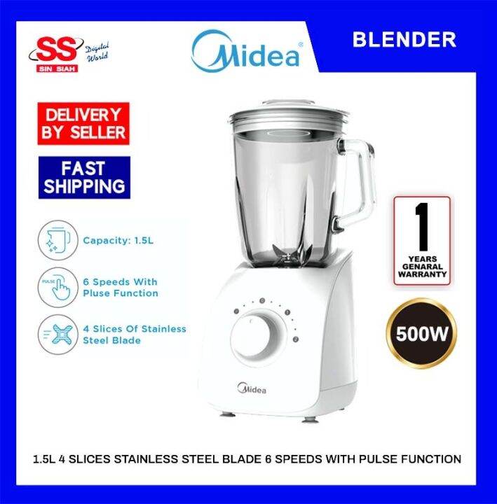 Midea Blender MBL-3502 (500W) 1.5L Plastic Jar + Grinder | Lazada