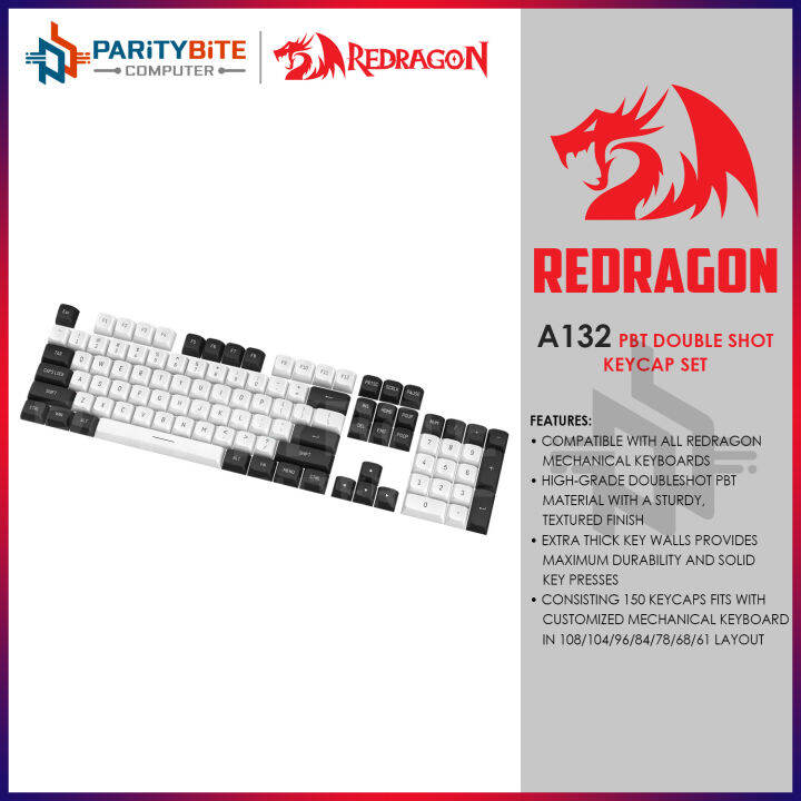 Redragon A132 PBT Double Shot Keycap-150 Keycaps For All Mechanical ...