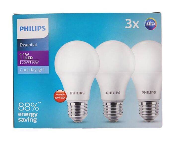 Philips ESS LED Bulb 11W E27 6500K 230V 3Ct/4 APR | Lazada PH