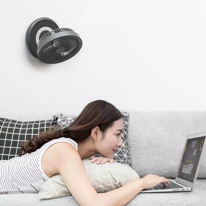 Edon E808ไร้สายระงับพัดลมหมุนเวียนอากาศ USB ชาร์จพับไฟฟ้าพัดลมไฟกลางคืนระบบควบคุมแบบสัมผัส4ความ ...