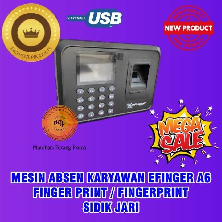 EFINGER MESIN ABSEN KARYAWAN A6 / FINGER PRINT / FINGERPRINT / SIDIK ...