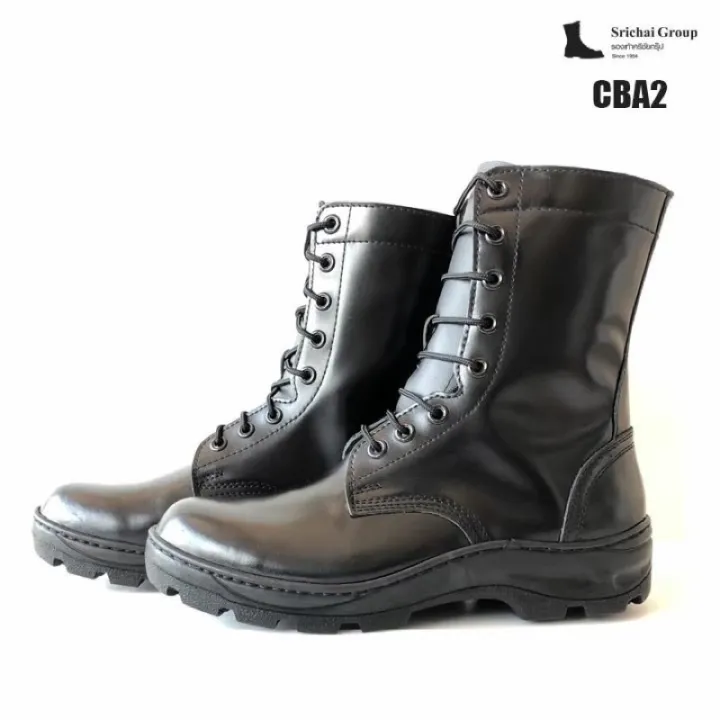 Srichai shoes รุ่น CBA2 มีแบบปกติและแบบใส่ซิป หนังขัดมัน พื้นรถถัง | Lazada.co.th