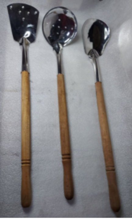 HEAVY DUTY STAINLESS WOOD HANDLE ( SANDOK SIANSE EXTRA LARGE SET OF 3 ...