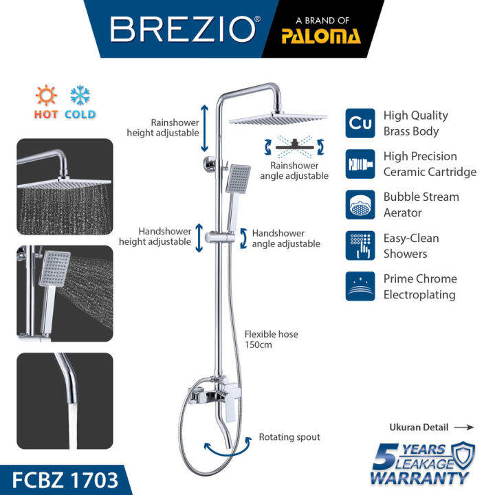 BREZIO FCBZ 1703 Shower Tiang Set Column Mandi Keran Kran Panas Dingin ...