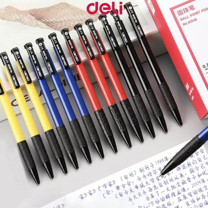 Deli Ball Pen 0.7mm Smooth Writing Sign Pen School Supplies (Blue Black ...