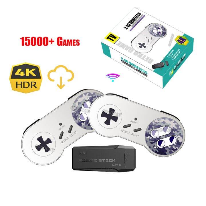 Mini Game Stick 4K 15000 Games Lite 64G Retro Video Gaming Console 2.4G ...