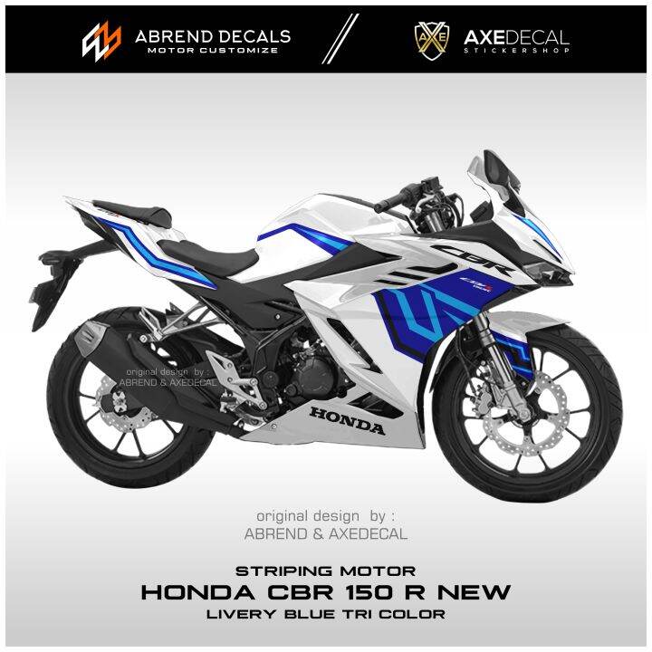 STRIPING CBR 150 R NEW LIVERY BLUE TRI COLOR / STIKER MOTOR HONDA CBR ...
