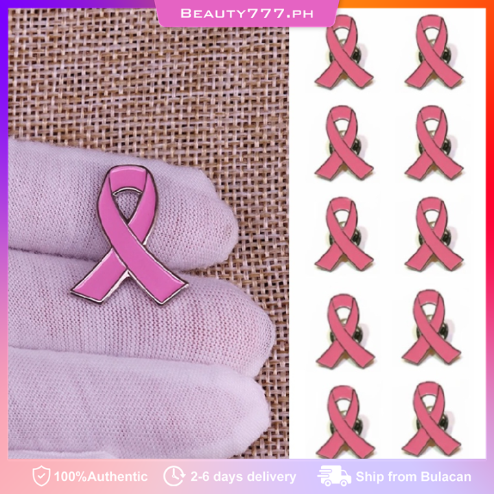 Women Jewelry Enamel Pink Ribbon Brooch Pins Breast Cancer Awareness