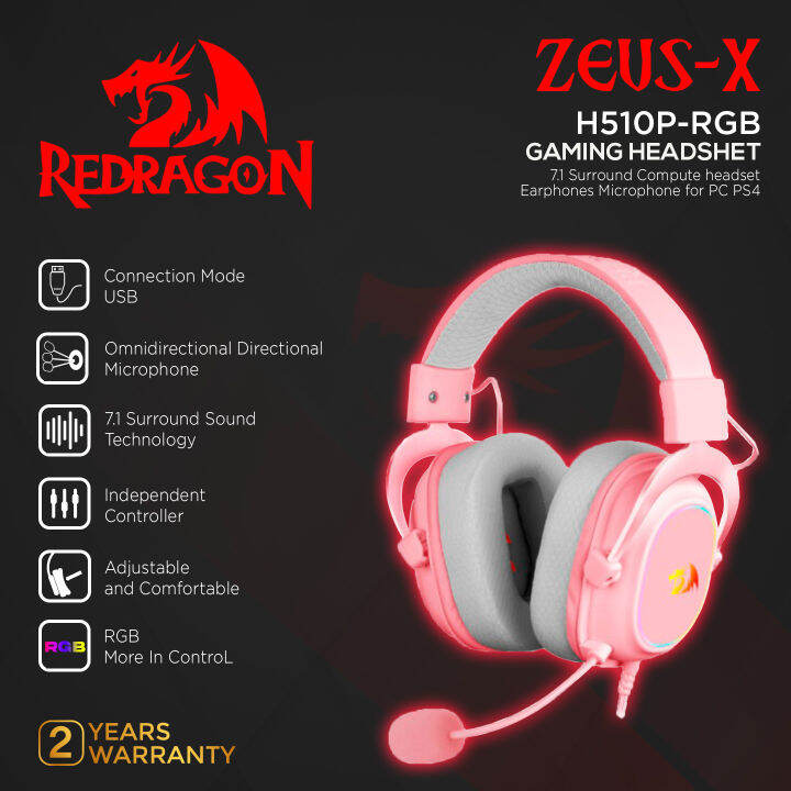 Redragon Over-Ear ZEUS-X USB RGB Gaming Headset - H510P-RGB | Lazada ...