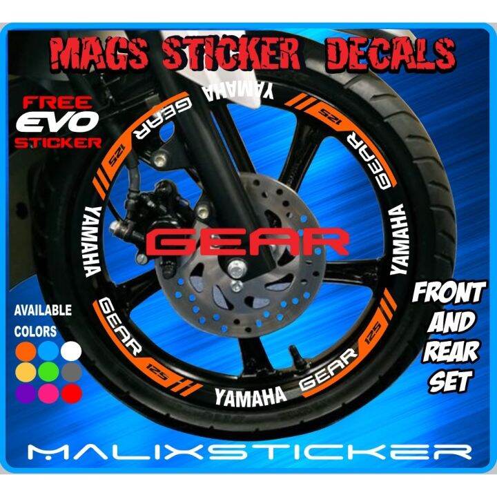 Yamaha Mio Gear 125 mags sticker set front and rear /free EVO sticker ...