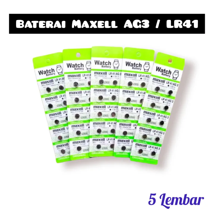 Baterai AG3 isi 5 Lembar - Isi 50 pcs - Maxell Mikro Alkaline Cell AG3 / LR41 - Isi 50 Pcs ( 5 ...