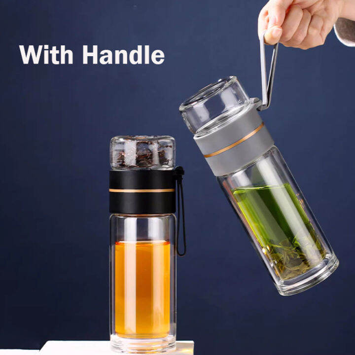 Double Wall Glass Water Bottle,Tea&Water Separation,Tea Bottle,Portable Travel tea tumbler | Lazada