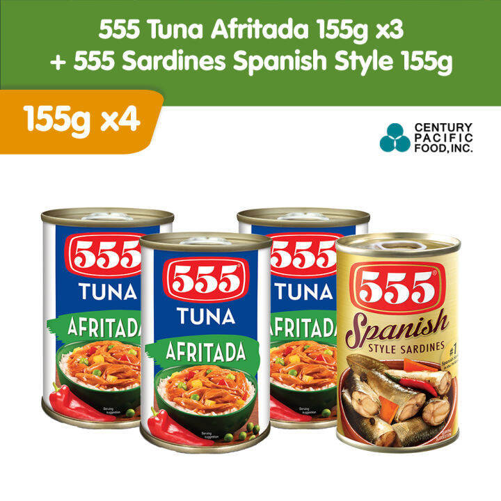 555 Tuna Afritada 155g Pack of 3 + 555 Sardines Spanish Style 155g ...