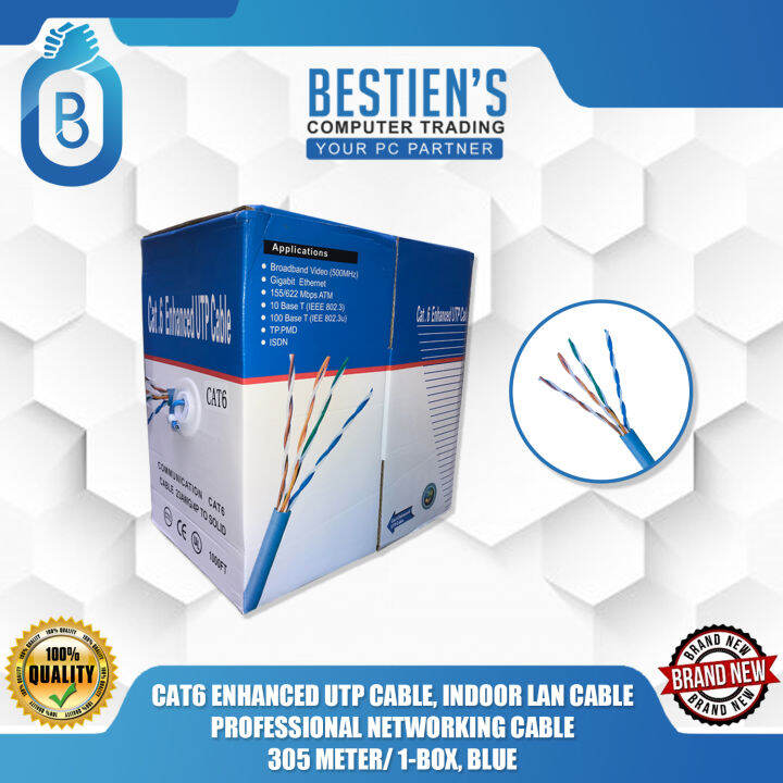 CAT6 ENHANCED UTP CABLE, INDOOR LAN CABLE, PROFESSIONAL NETWORKING CABLE, 305 METER/ 1-BOX, BLUE ...