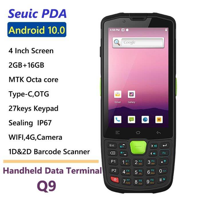 Seuic AUTOID Q9 10.0 MTK Octa Core PDA ปุ่มกดอุปกรณ์อ่านบาร์โค้ดแบบพกพาเครื่องสแกนบาร์โค้ด IP67 ...